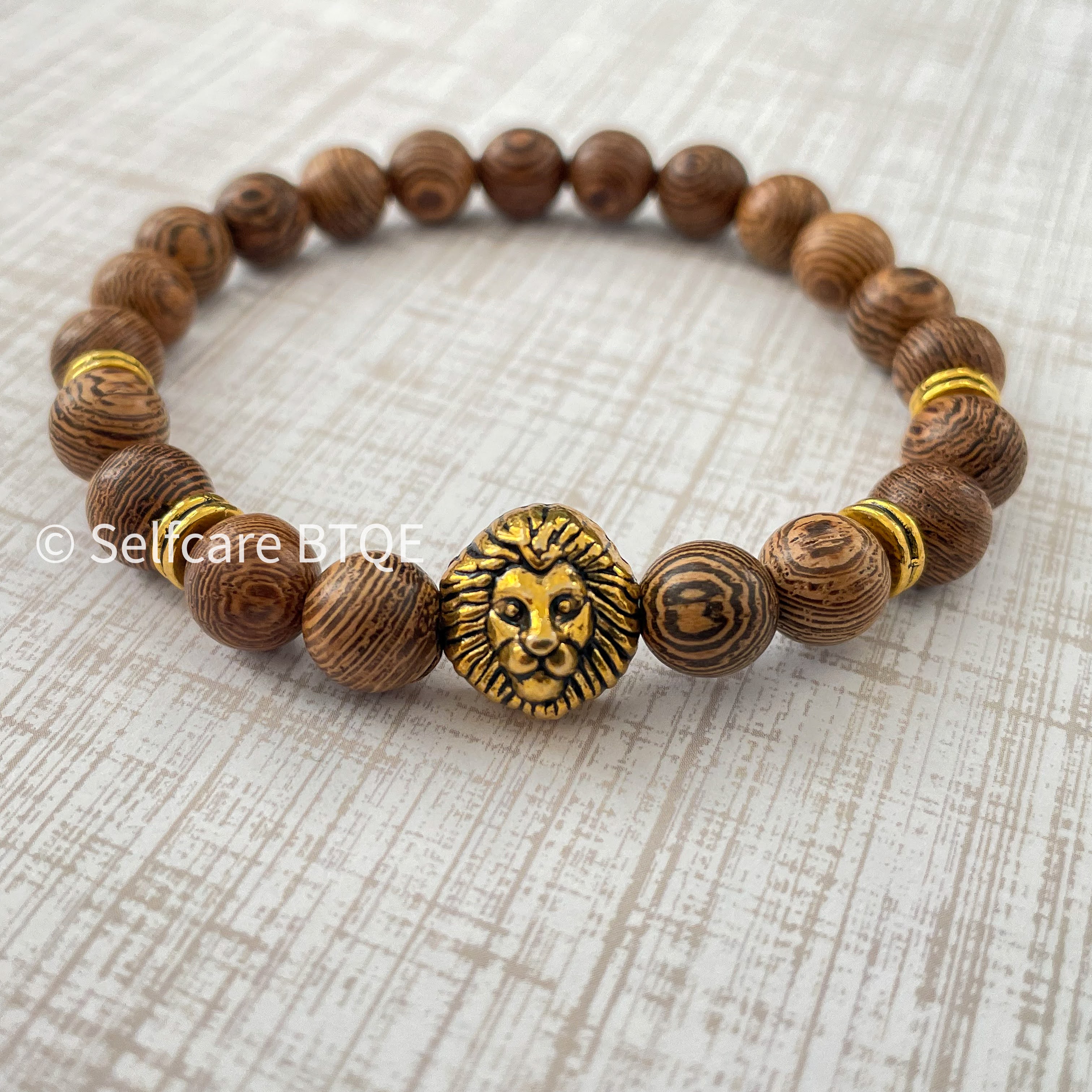 Lion Head Bead in Tibetan Wood Bracelet – Selfcare BTQE
